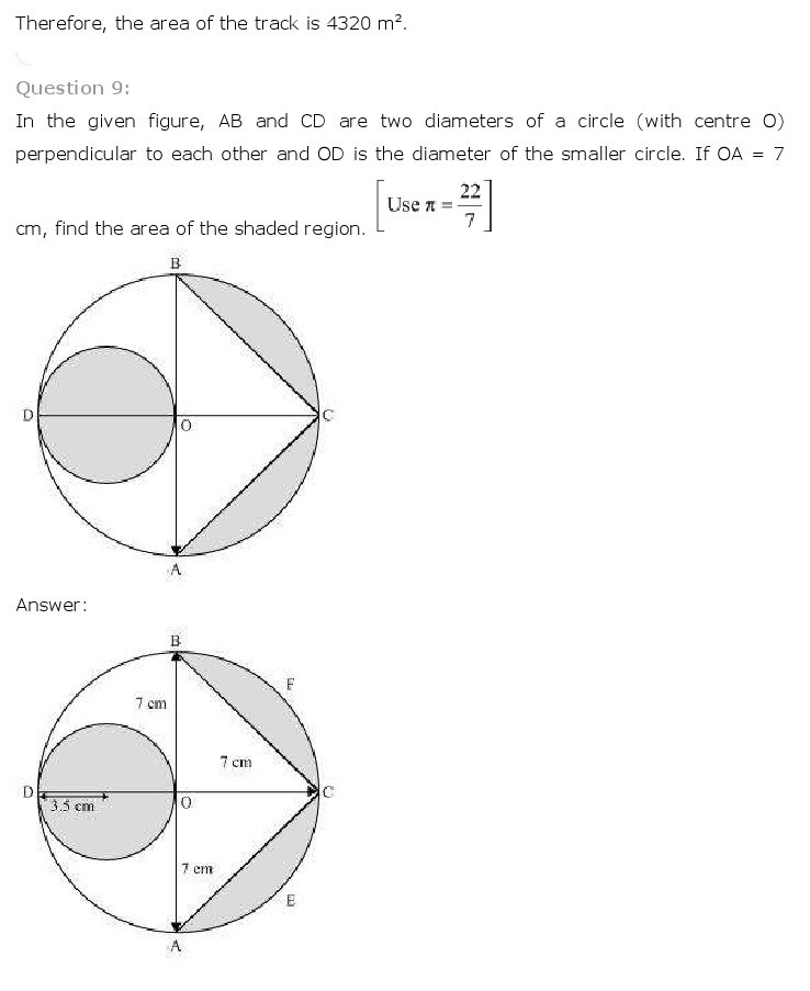 Areas Related To Circles Class 10 Mathematics NCERT Solutions Areas Related To Circles Class 10 Mathematics NCERT Solutions