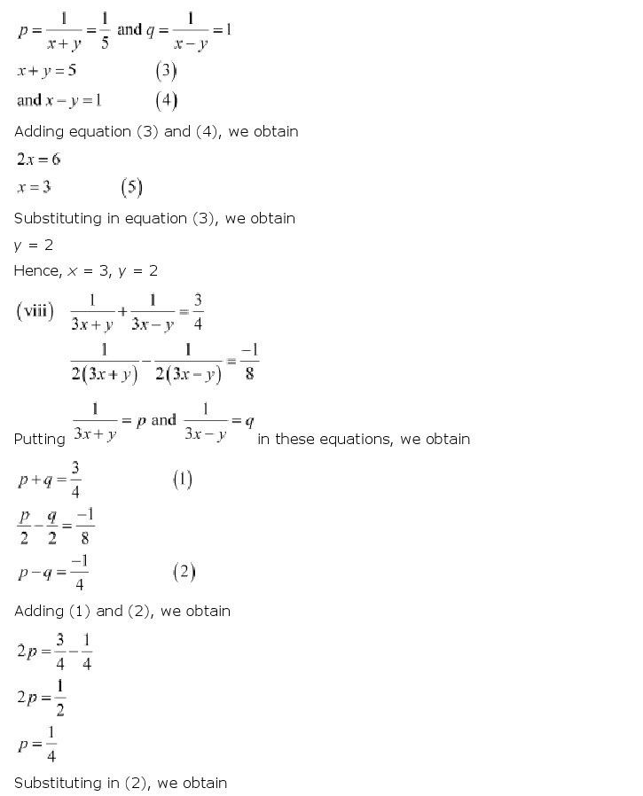 Pair Of Linear Equations In 2 Variables, Class 10 Maths NCERT Solutions Pair Of Linear Equations In 2 Variables, Class 10 Maths NCERT Solutions