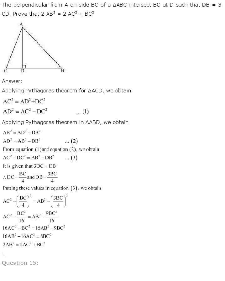 Triangles Class 10 Mathematics NCERT Solutions Triangles Class 10 Mathematics NCERT Solutions