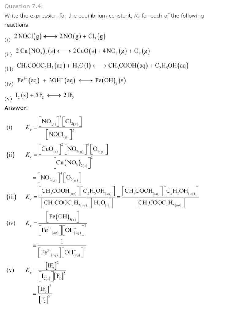 Equilibrium Class 11 Chemistry NCERT Solutions