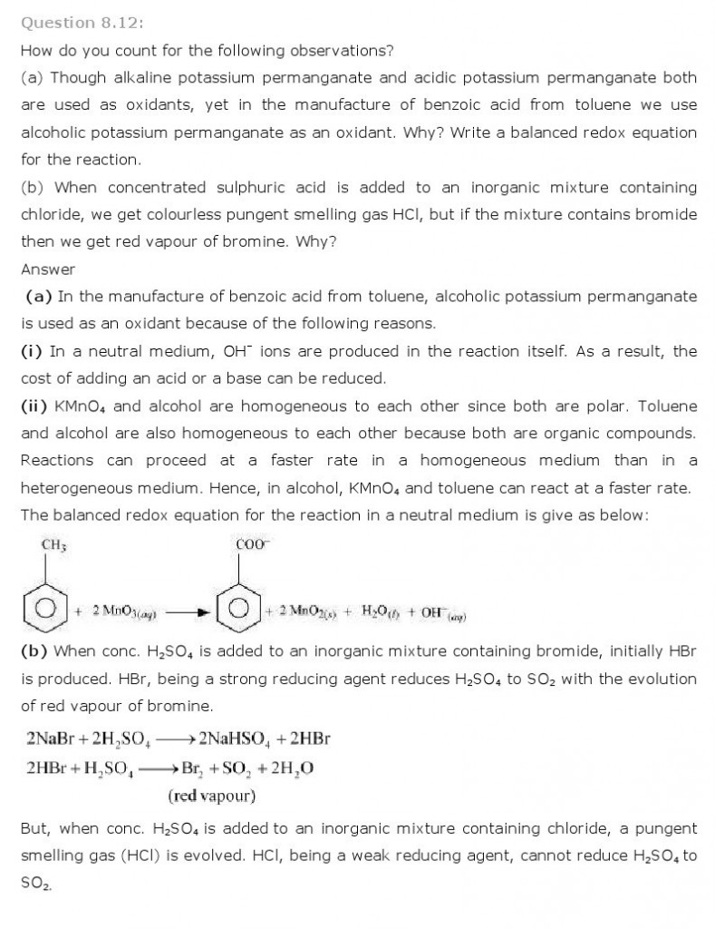 Redox Reactions, Class 11 Chemistry NCERT Solutions