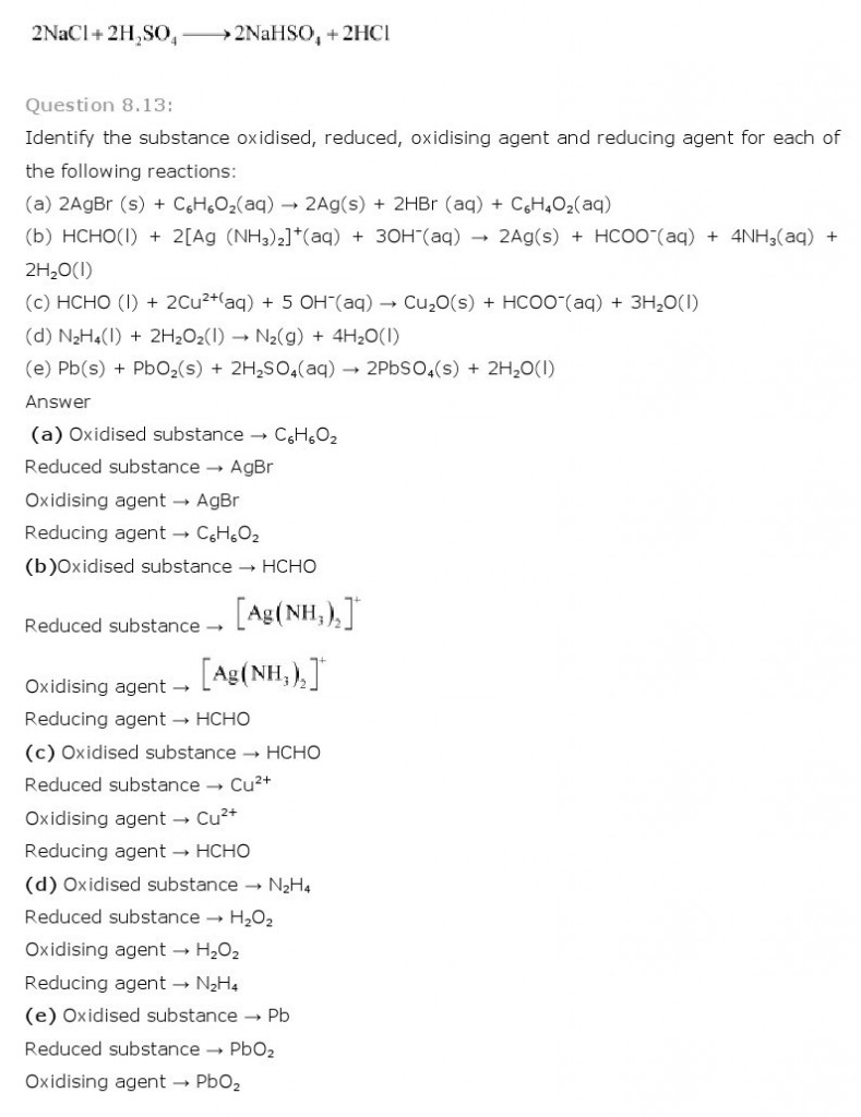 Redox Reactions, Class 11 Chemistry NCERT Solutions