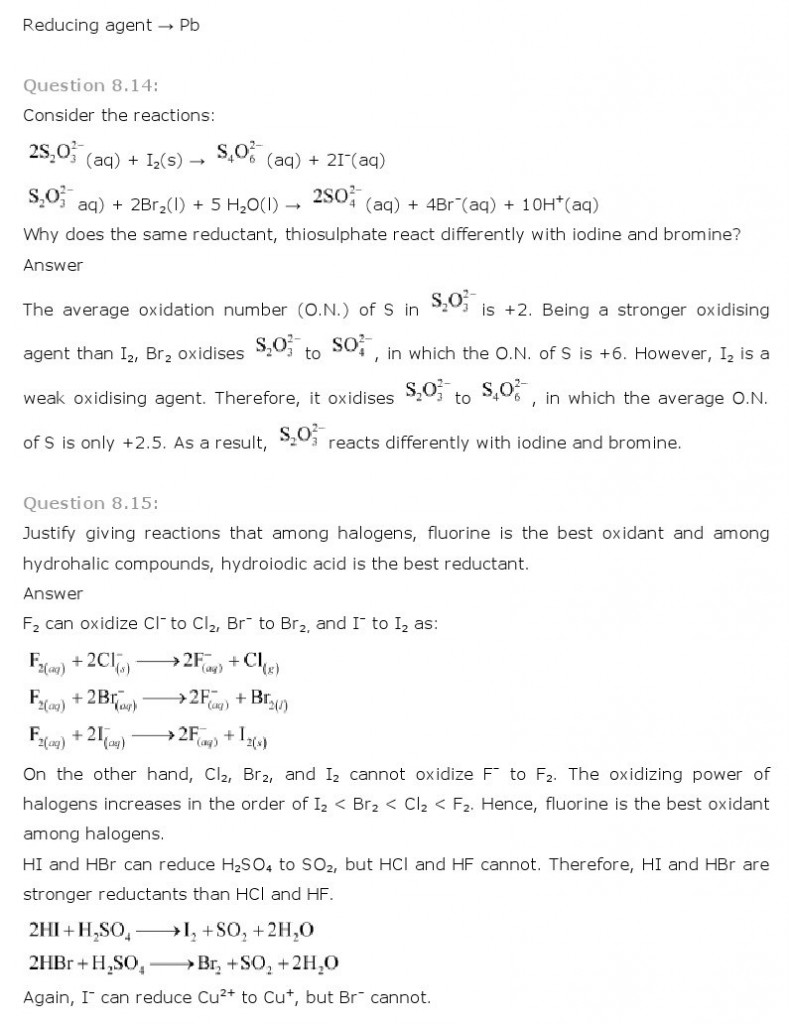 Redox Reactions, Class 11 Chemistry NCERT Solutions