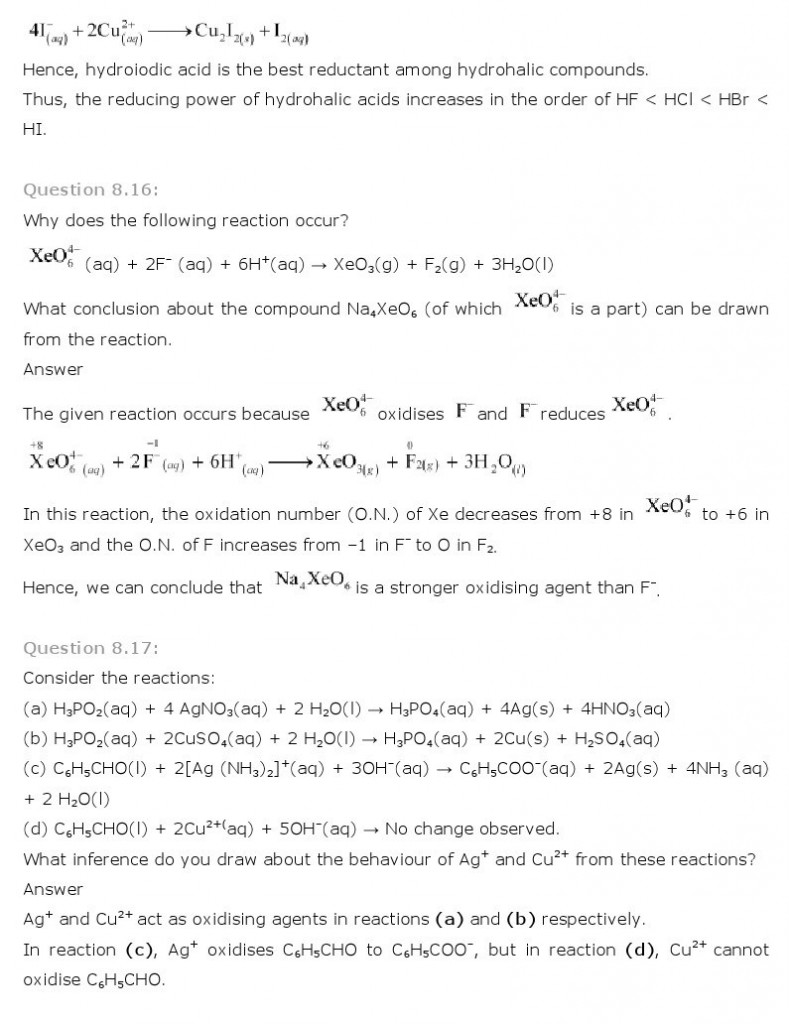 Redox Reactions, Class 11 Chemistry NCERT Solutions