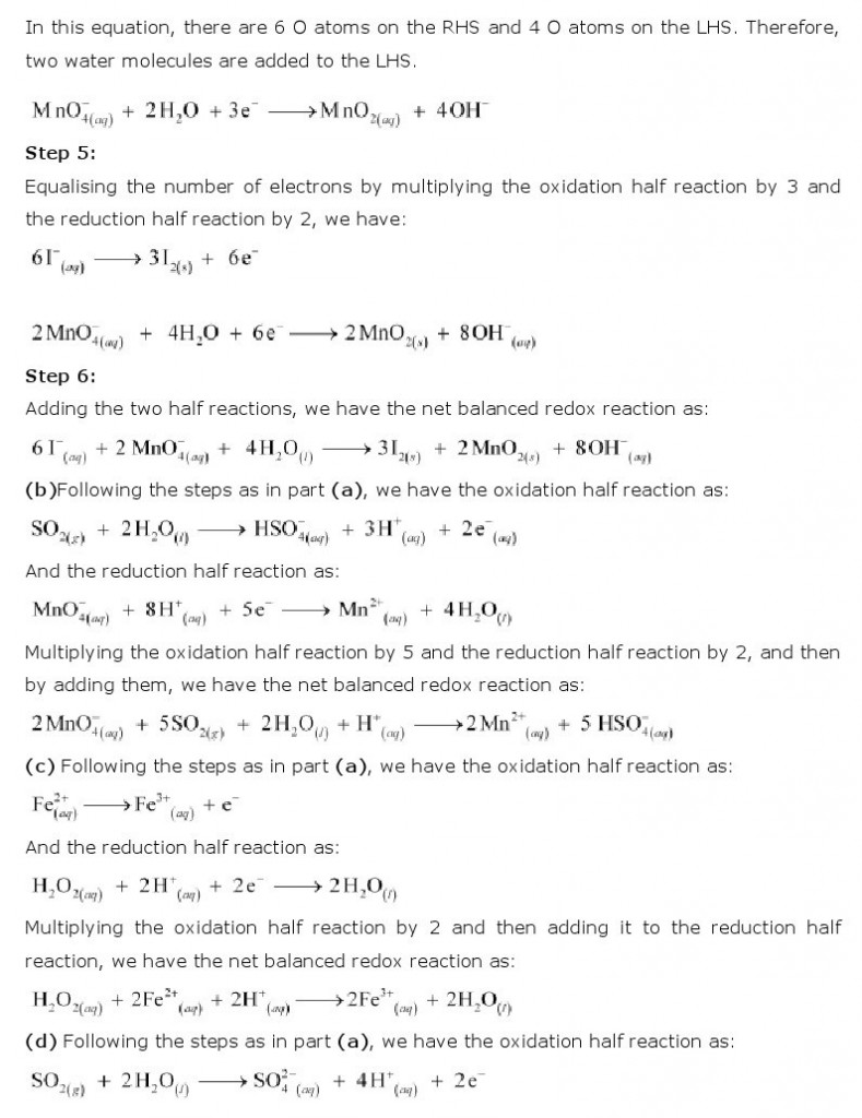 Redox Reactions, Class 11 Chemistry NCERT Solutions