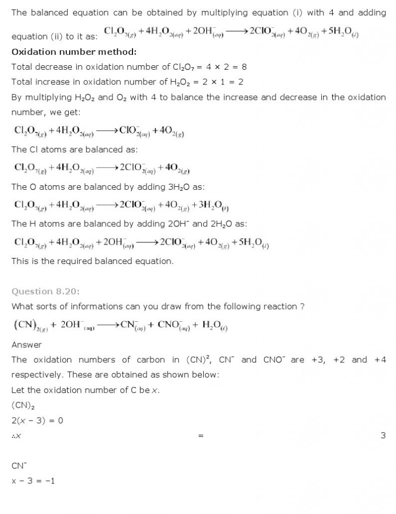 Redox Reactions, Class 11 Chemistry NCERT Solutions