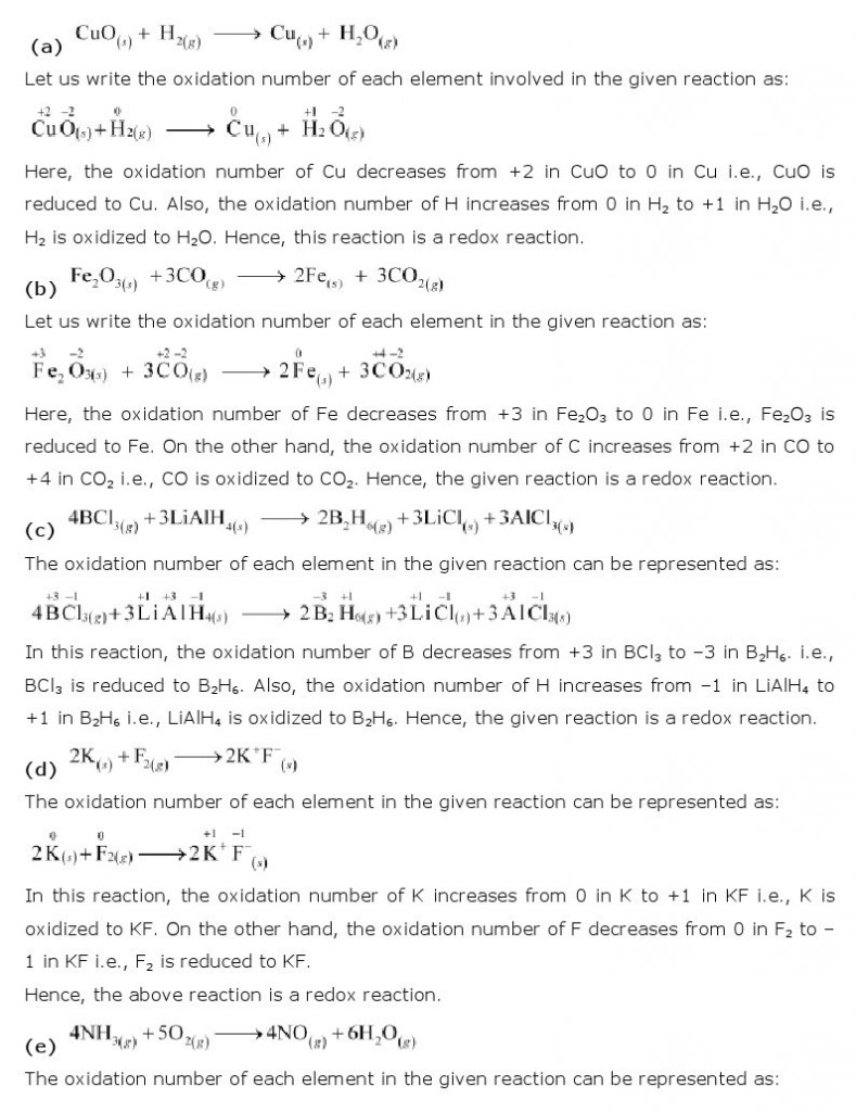 Redox Reactions, Class 11 Chemistry NCERT Solutions