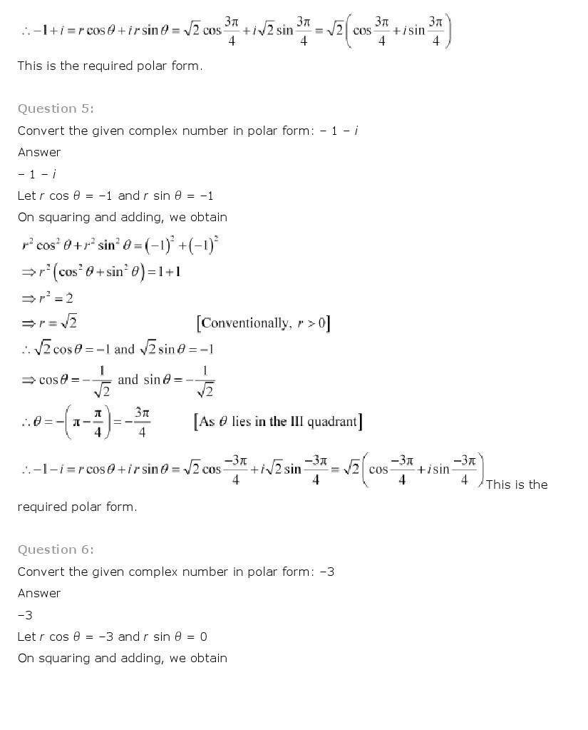 Complex Numbers And Quadratic Equations, Class 11 Mathematics NCERT Solutions