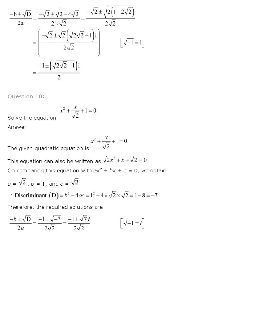 Complex Numbers And Quadratic Equations, Class 11 Mathematics NCERT Solutions