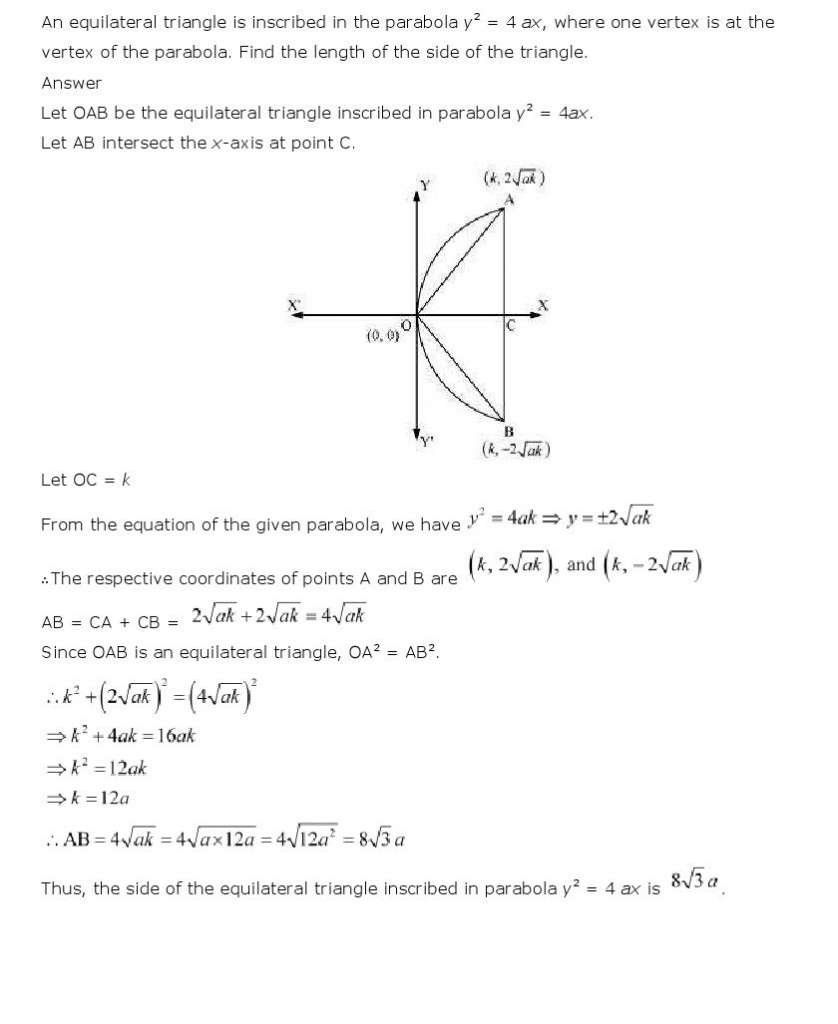 Conic Sections, Class 11 Mathematics NCERT Solutions Conic Sections, Class 11 Mathematics NCERT Solutions