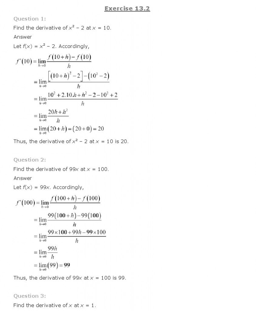 Limits And Derivatives, Class 11 Mathematics NCERT Solutions
