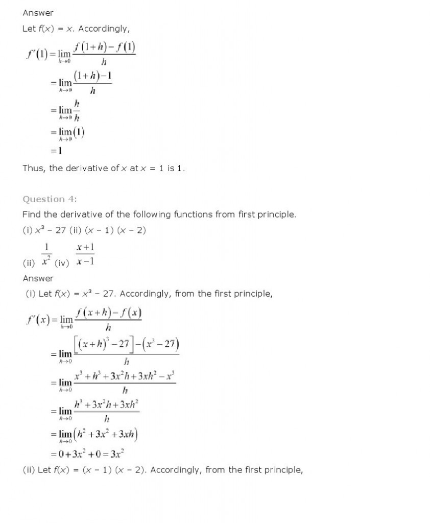 Limits And Derivatives, Class 11 Mathematics NCERT Solutions