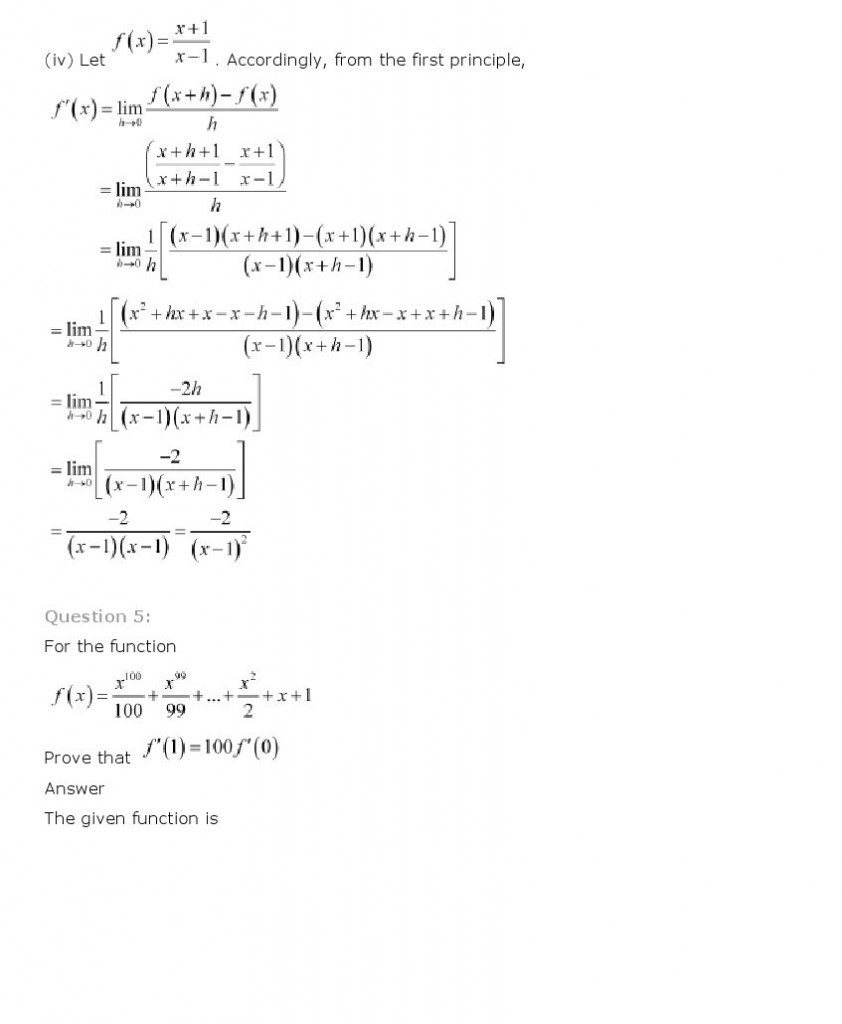 Limits And Derivatives, Class 11 Mathematics NCERT Solutions