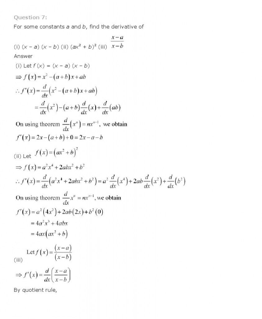 Limits And Derivatives, Class 11 Mathematics NCERT Solutions