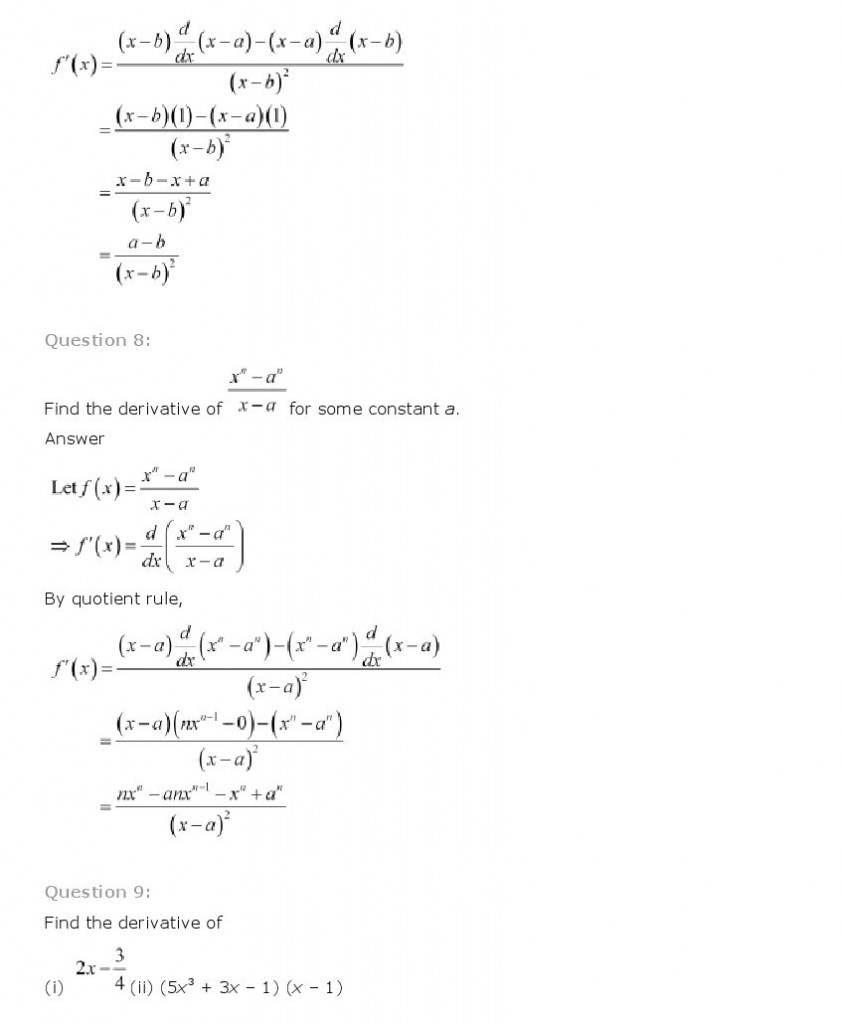 Limits And Derivatives, Class 11 Mathematics NCERT Solutions