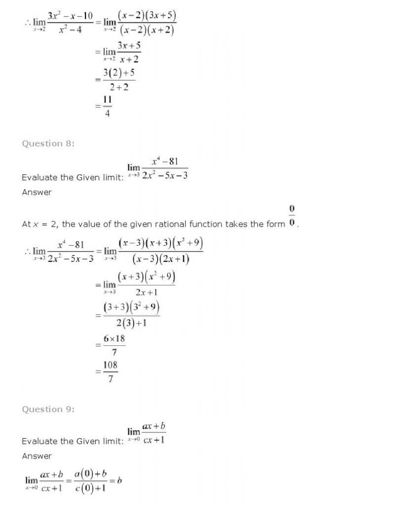 Limits And Derivatives, Class 11 Mathematics NCERT Solutions