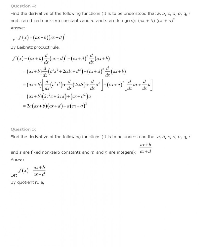 Limits And Derivatives, Class 11 Mathematics NCERT Solutions