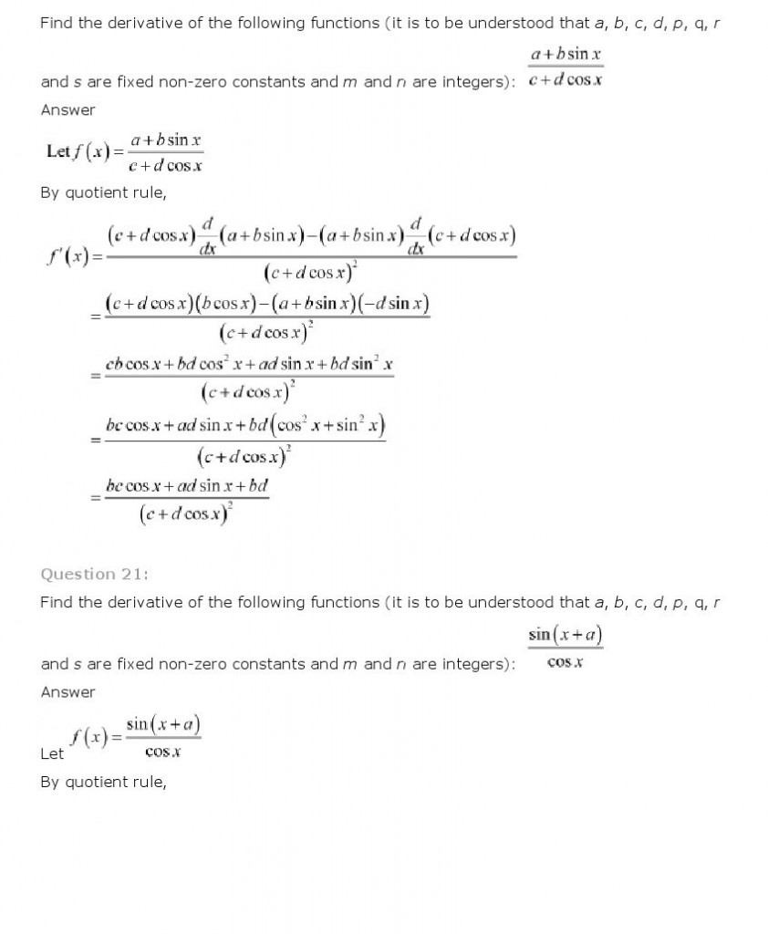 Limits And Derivatives, Class 11 Mathematics NCERT Solutions