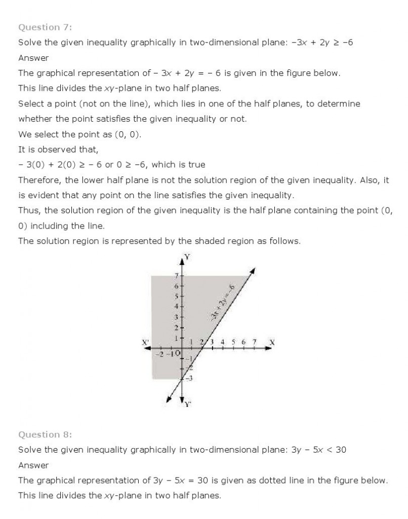 Linear Inequalities, Class 11 Mathematics NCERT Solutions