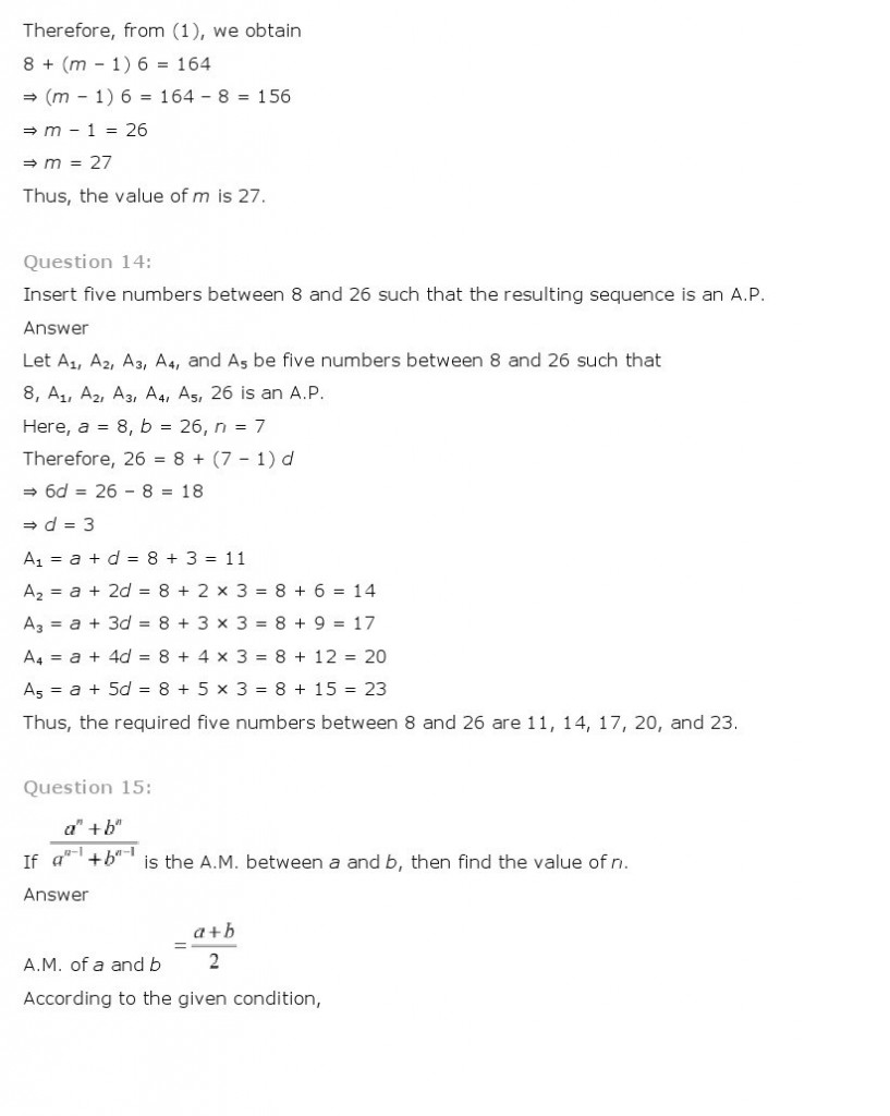 Sequences And Series, Class 11 Mathematics NCERT Solutions
