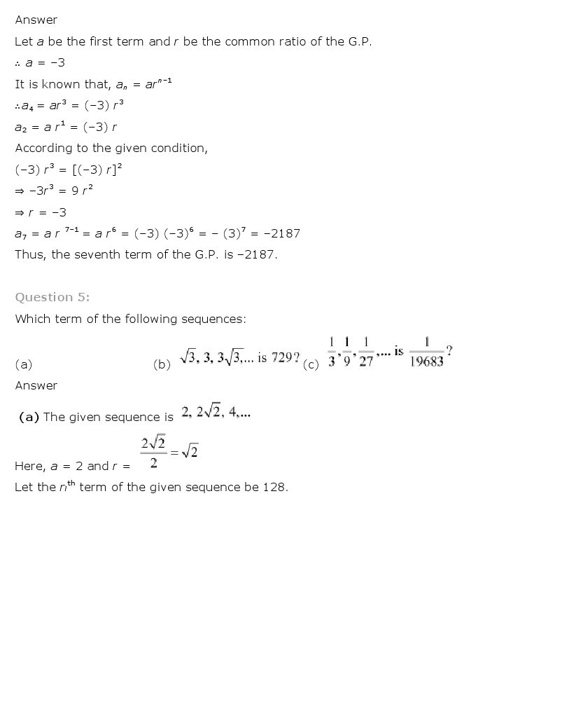 Sequences And Series, Class 11 Mathematics NCERT Solutions