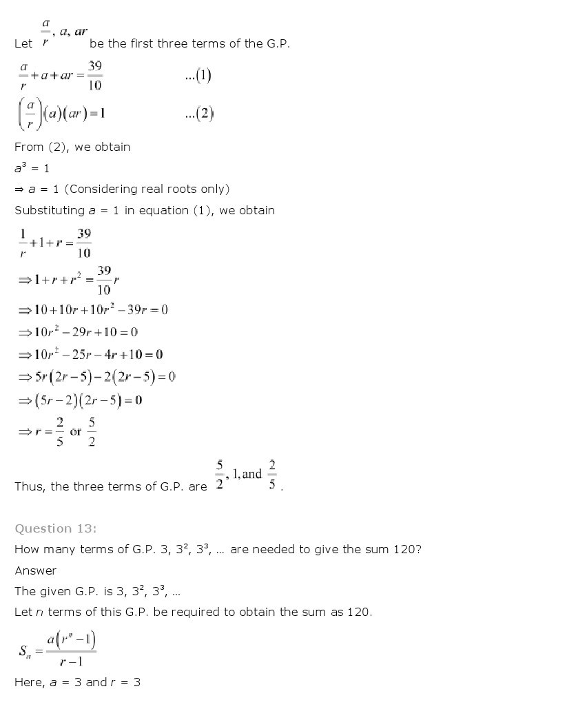 Sequences And Series, Class 11 Mathematics NCERT Solutions