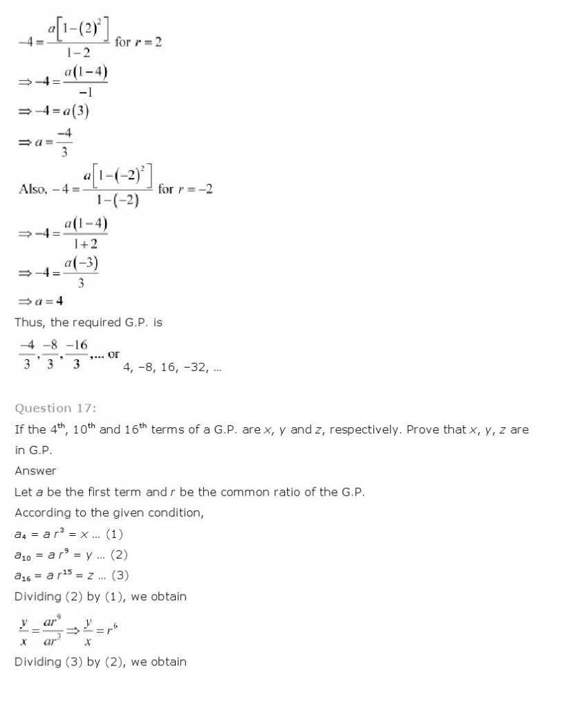 Sequences And Series, Class 11 Mathematics NCERT Solutions