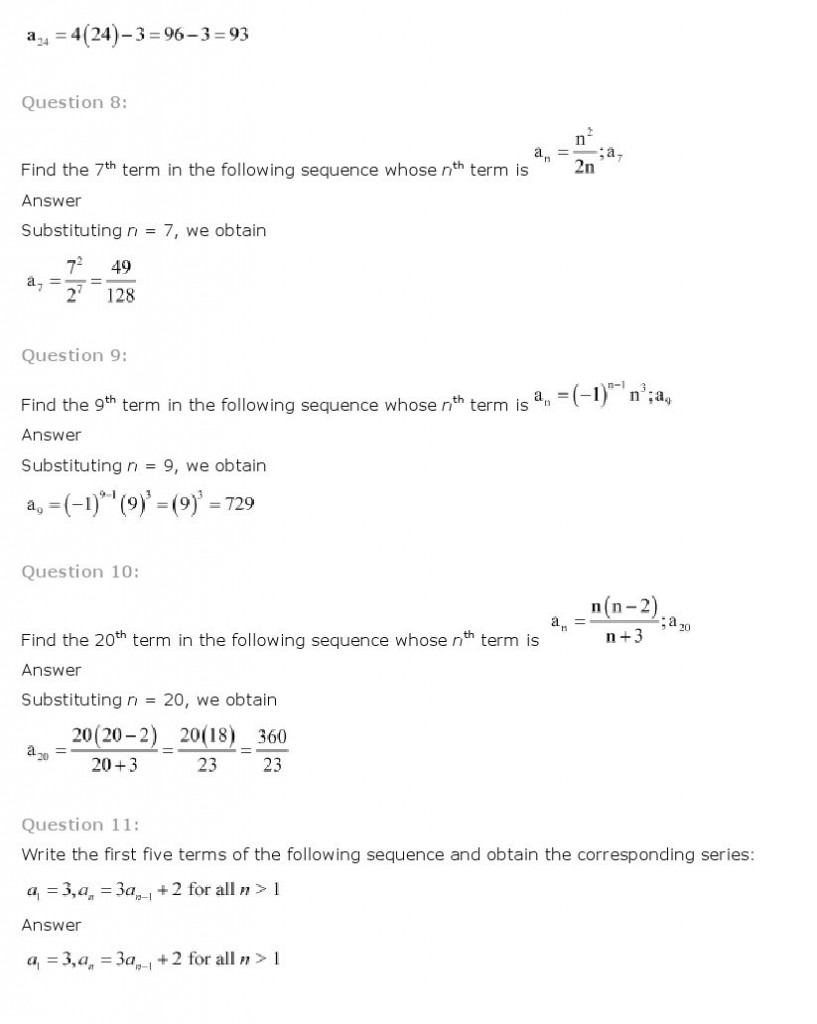 Sequences And Series, Class 11 Mathematics NCERT Solutions