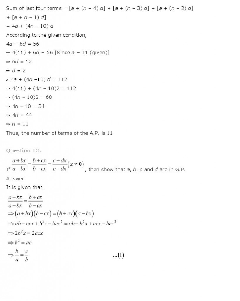 Sequences And Series, Class 11 Mathematics NCERT Solutions