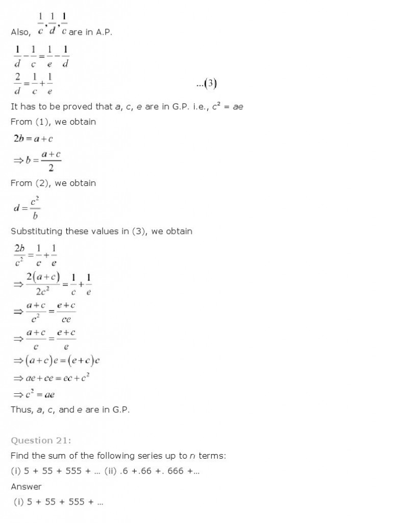 Sequences And Series, Class 11 Mathematics NCERT Solutions
