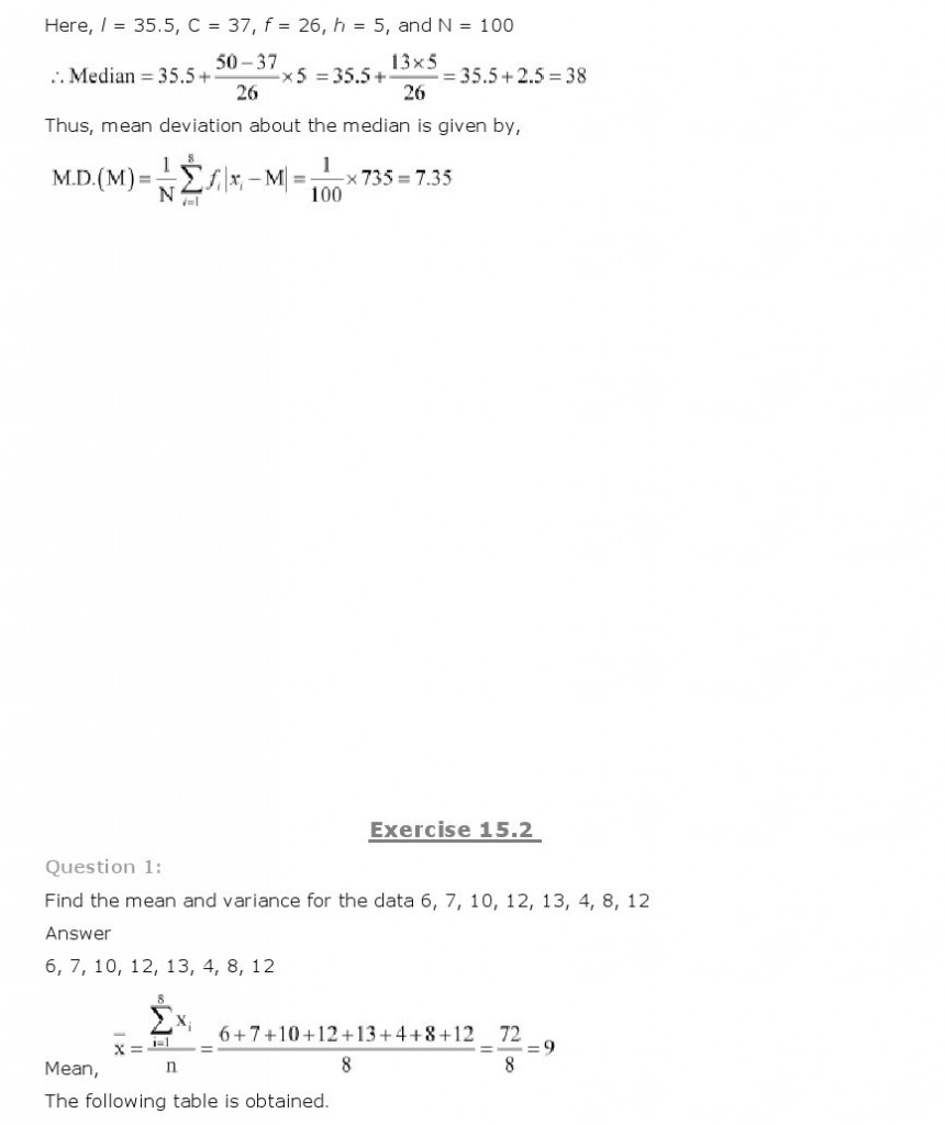 Statistics, Class 11 Mathematics NCERT Solutions