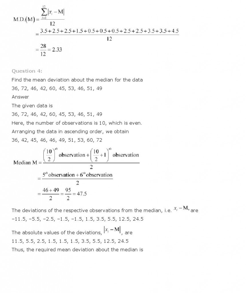 Statistics, Class 11 Mathematics NCERT Solutions