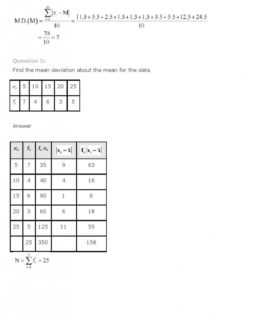 Statistics, Class 11 Mathematics NCERT Solutions