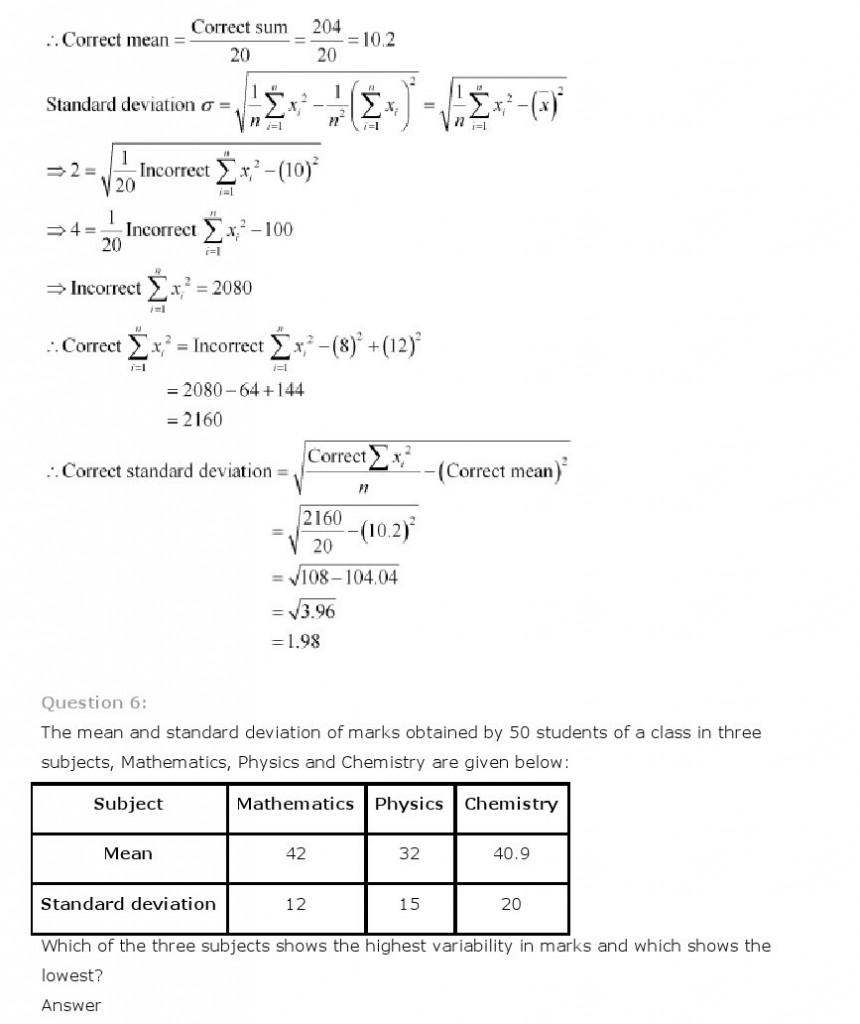 Statistics, Class 11 Mathematics NCERT Solutions
