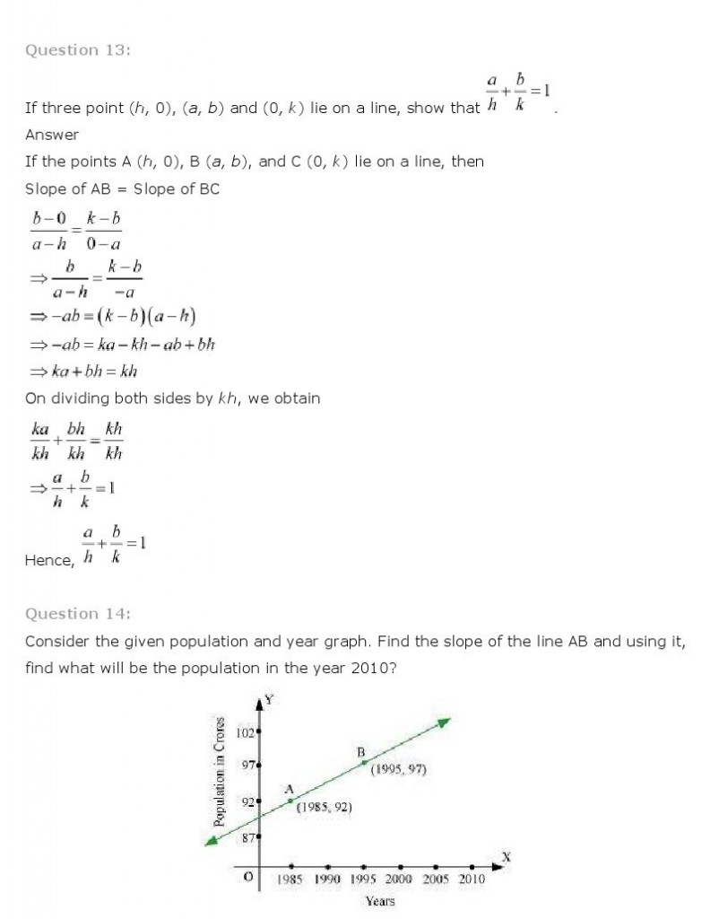 Straight Lines, Class 11 Mathematics NCERT Solutions