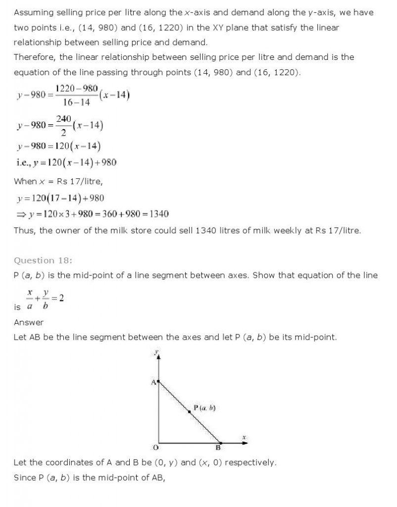 Straight Lines, Class 11 Mathematics NCERT Solutions