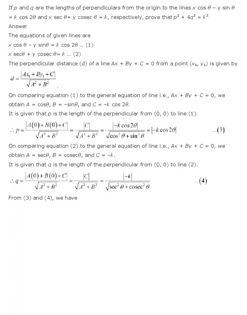 Straight Lines, Class 11 Mathematics NCERT Solutions