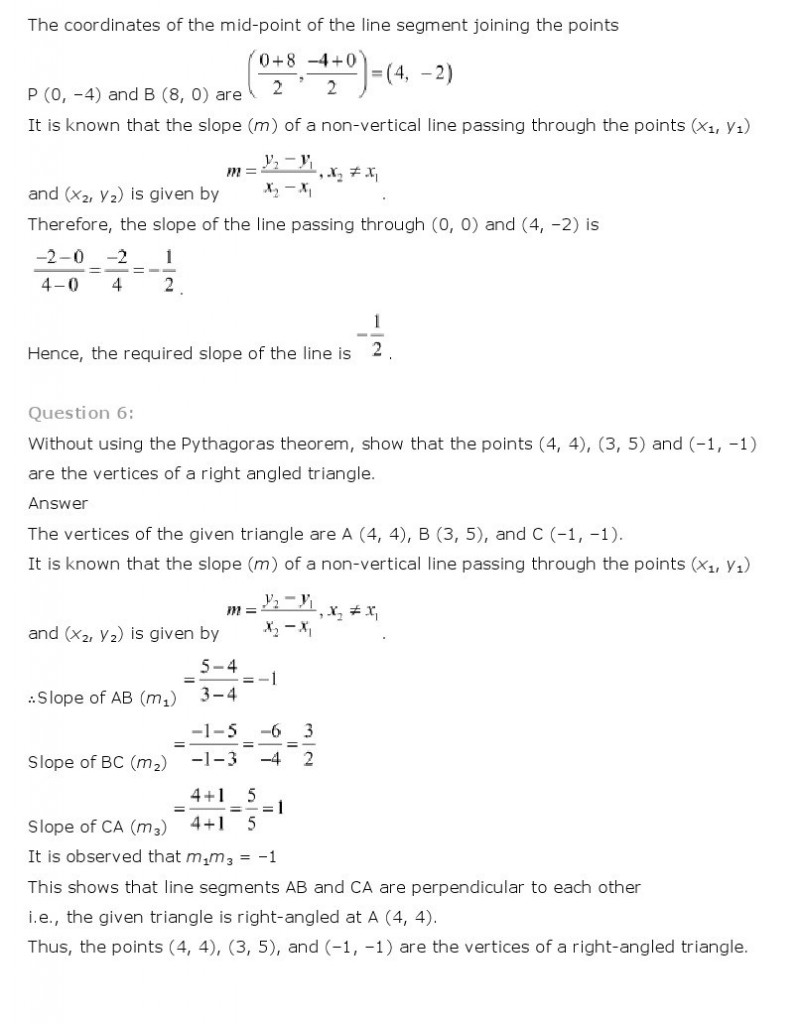 Straight Lines, Class 11 Mathematics NCERT Solutions