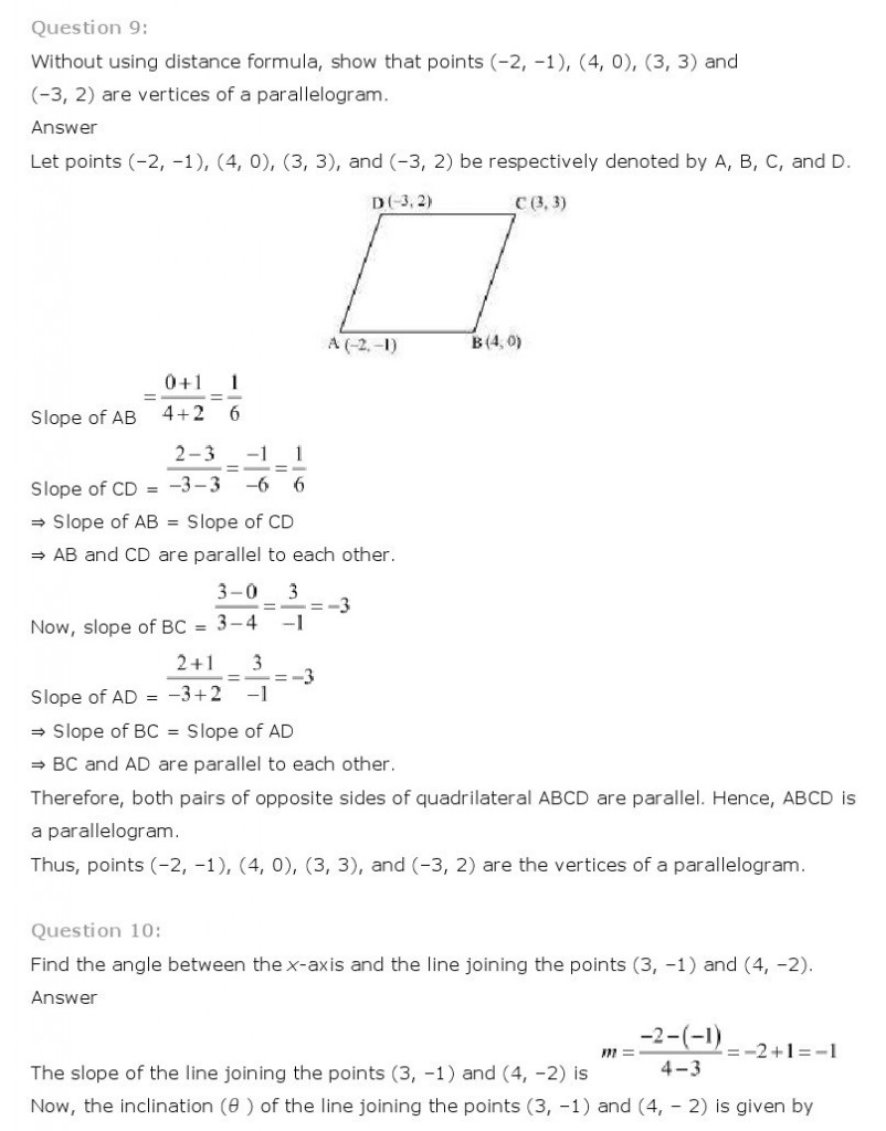 Straight Lines, Class 11 Mathematics NCERT Solutions