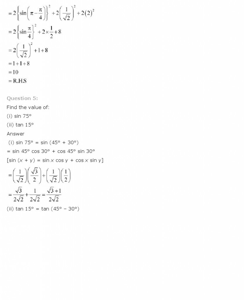 Maths Class 11 Chapter 3 Question Answer
