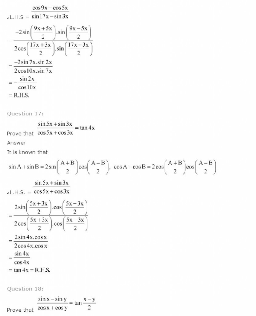 Maths Class 11 Chapter 3 Question Answer