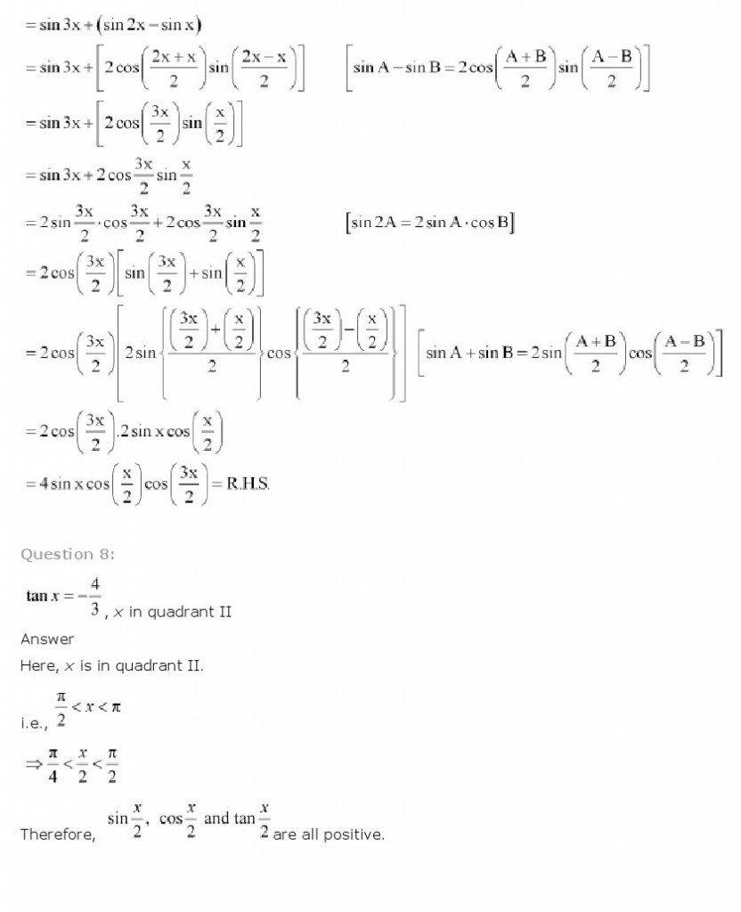 Maths Class 11 Chapter 3 Question Answer