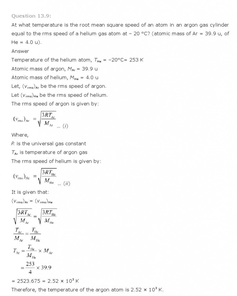 Kinetic Theory, Class 11 Physics NCERT Solutions
